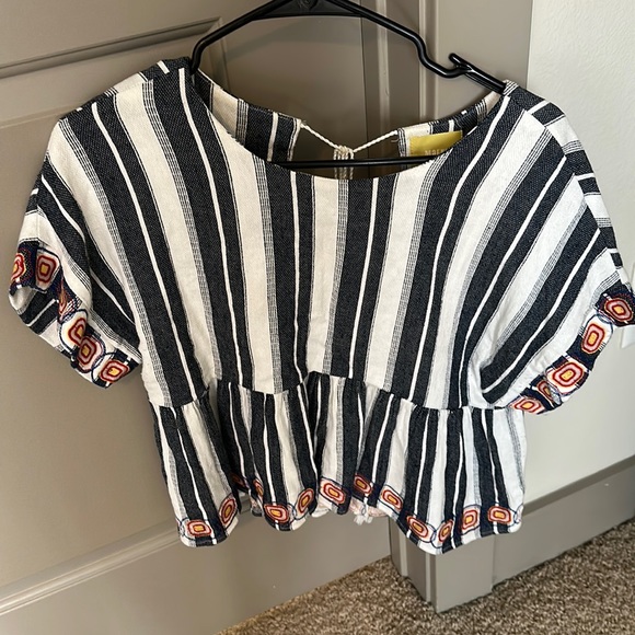 Maeve | Tops | Maeve Blue And White Striped Top | Poshmark